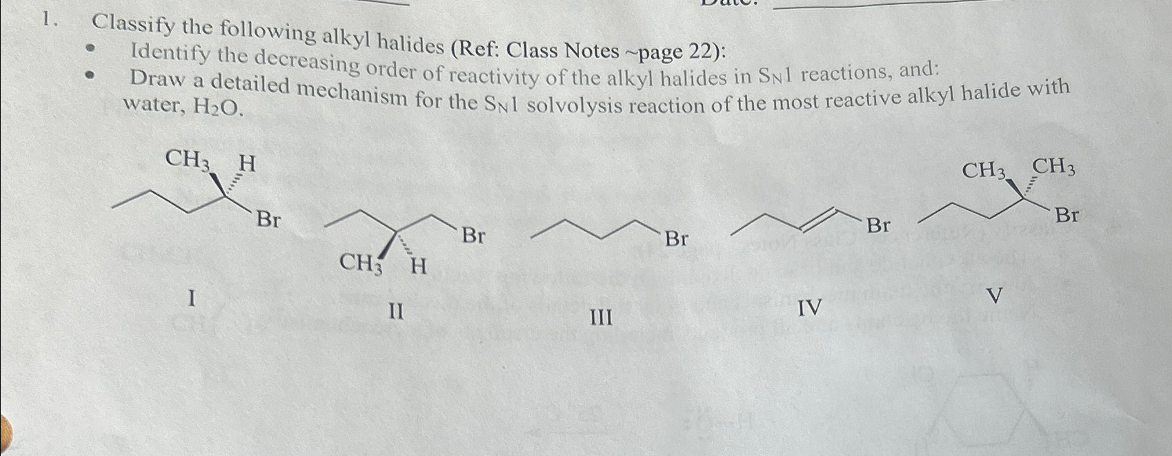 Solved Classify the following alkyl halides (Ref: Class | Chegg.com
