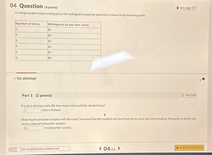 Solved 04 Question (4 points) A college student enjoys | Chegg.com
