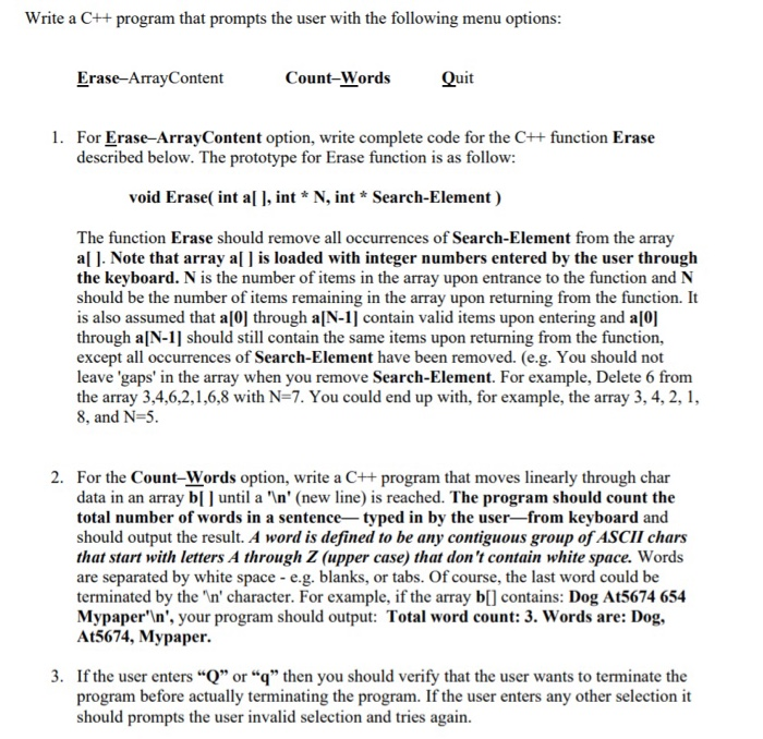 Solved Write a C++ program that prompts the user with the | Chegg.com