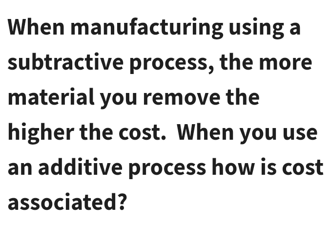 Solved When manufacturing using a subtractive process, the | Chegg.com