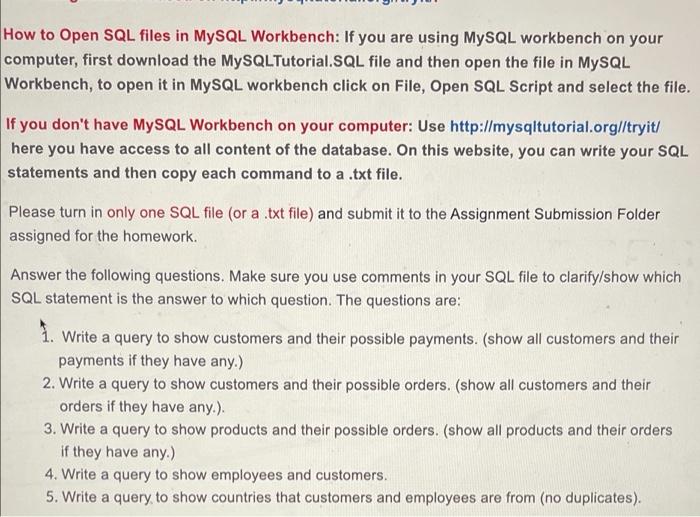 Solved How to Open SQL files in MySQL Workbench: If you are | Chegg.com