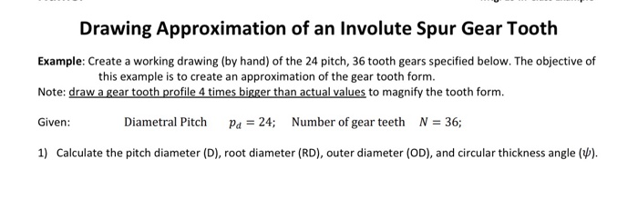 Solved Drawing Approximation of an Involute Spur Gear Tooth | Chegg.com