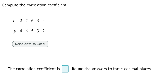 Compute the correlation coefficient.The correlation | Chegg.com