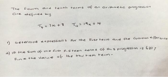 Solved The Fourth and tenth terms of an arithmetic | Chegg.com