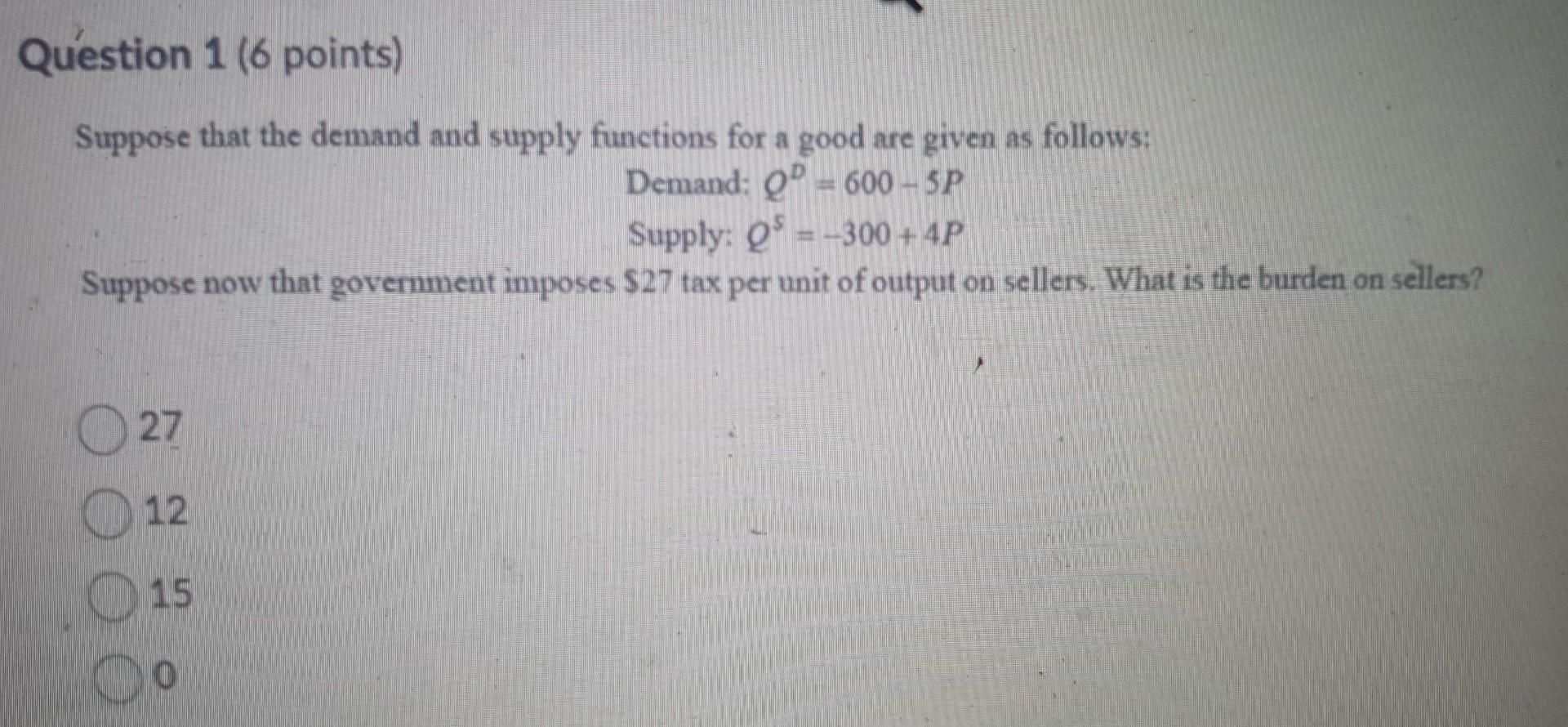 Solved Suppose that the demand and supply functions for a | Chegg.com