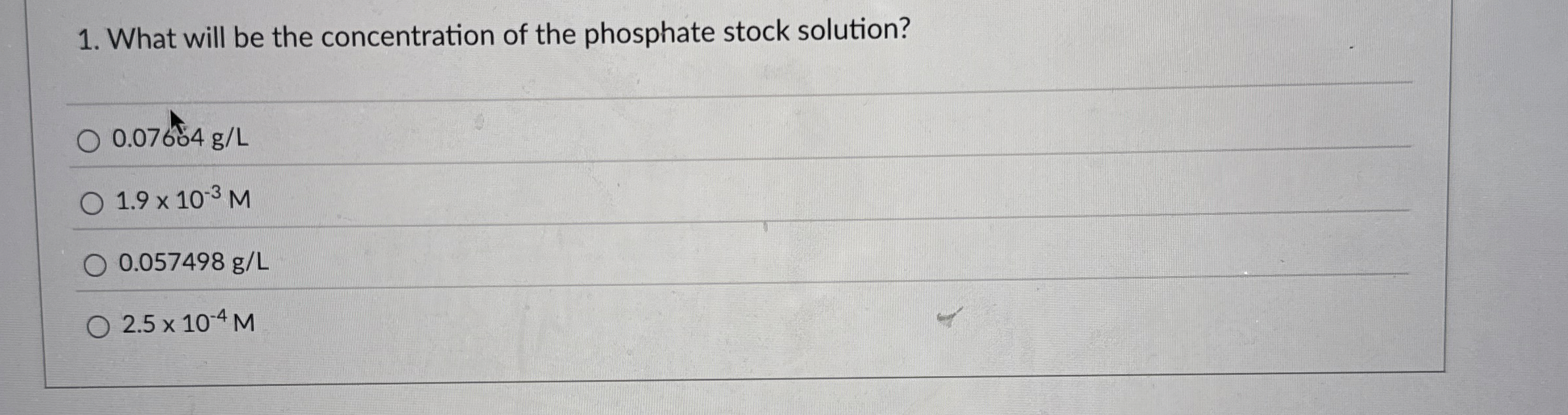 Solved What will be the concentration of the phosphate stock | Chegg.com