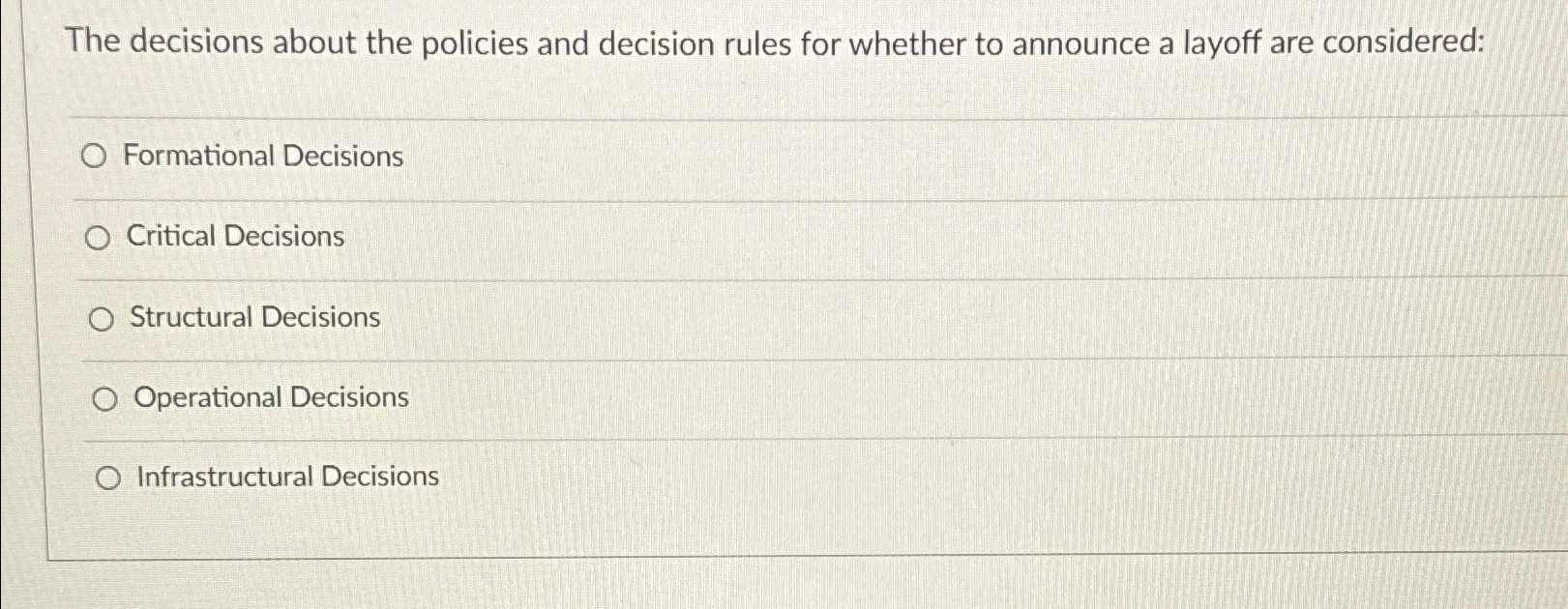 Solved The decisions about the policies and decision rules | Chegg.com