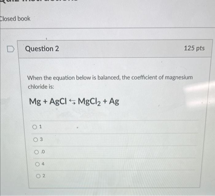 Solved When the equation below is balanced, the coefficient | Chegg.com