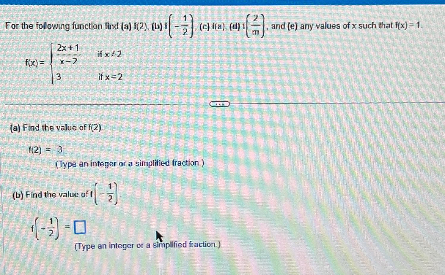 Solved For the following function find | Chegg.com