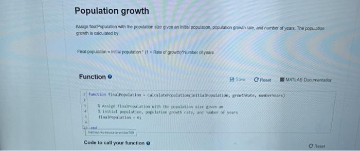 Solved Population growth Assign tiraPopulation with the | Chegg.com