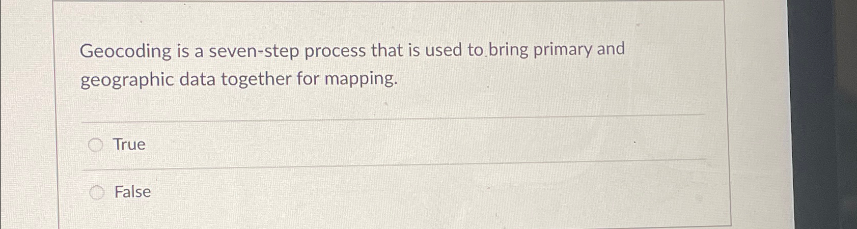 Solved Geocoding is a seven-step process that is used to | Chegg.com