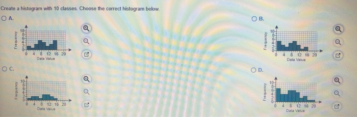 Solved create a histogram with 5 classes. choose the correct | Chegg.com
