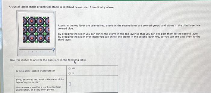 Solved A Crystal Lattice Made Of Identical Atoms Is Sketched