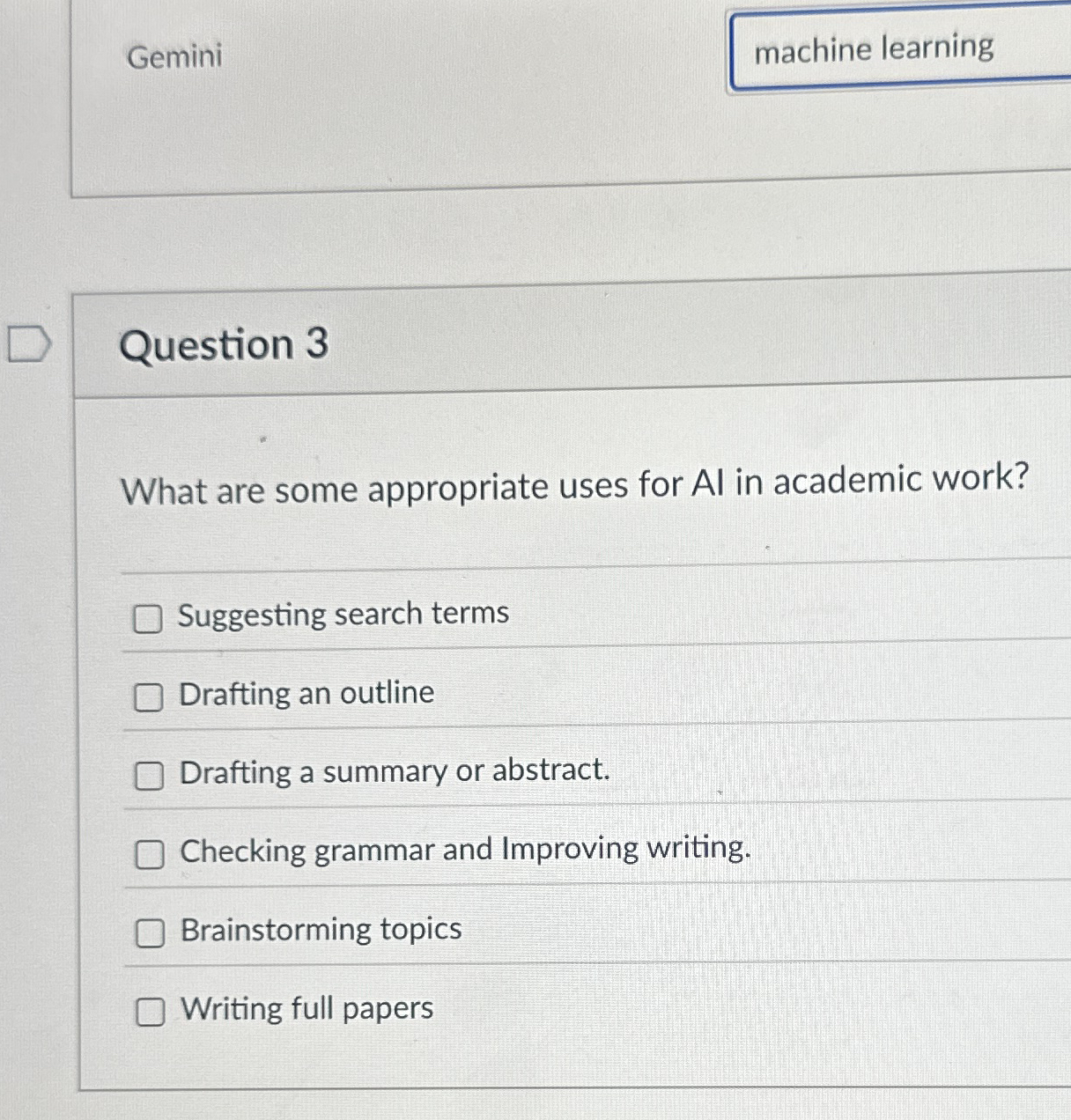 Solved GeminiQuestion 3What are some appropriate uses for Al | Chegg.com