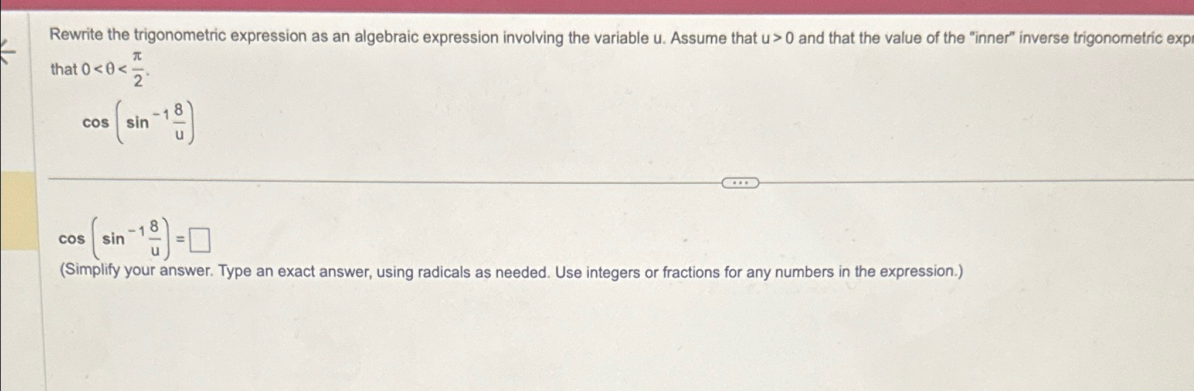 Solved Rewrite the trigonometric expression as an algebraic | Chegg.com