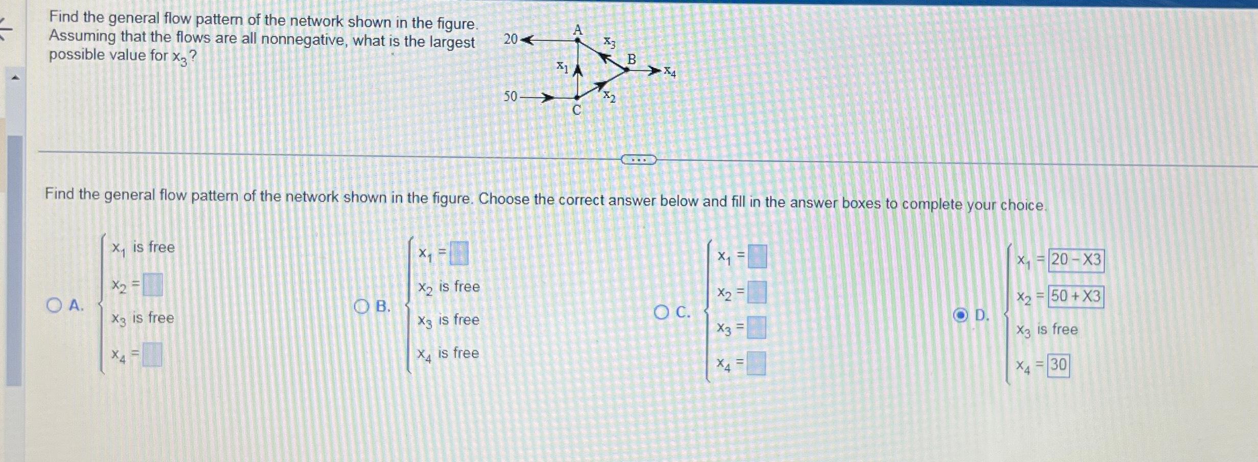 Solved Find the general flow pattern of the network shown in | Chegg.com