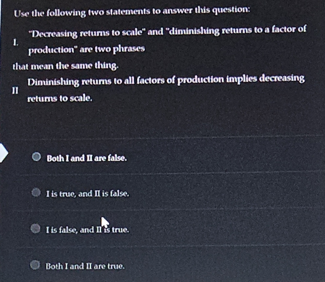 Solved Use the following two statements to answer this | Chegg.com