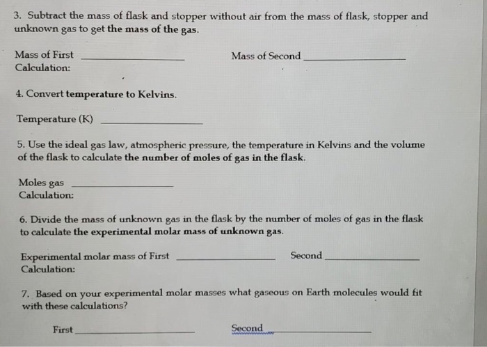 Solved Lab 2: Molar Mass of Gases Experimentally determine | Chegg.com