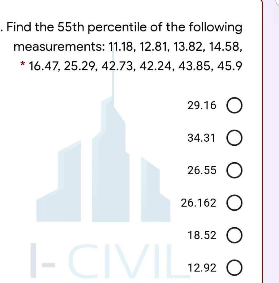 Solved . Find the 55th percentile of the following | Chegg.com