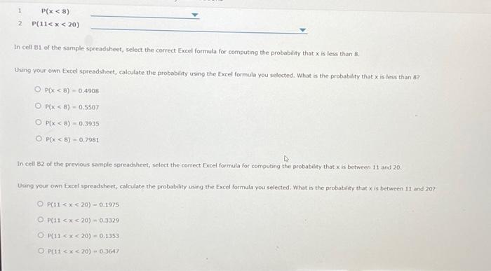 Solved 8. Using Excel - Exponential probabilities Consider | Chegg.com