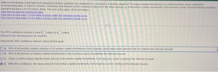Solved standord devation is $1.65 mition fNote The sum of | Chegg.com