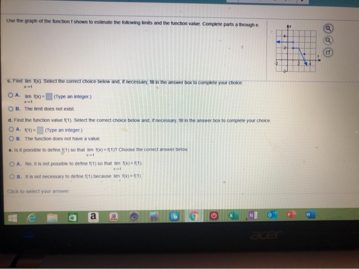 Solved function f shown to estimate the following limits and | Chegg.com