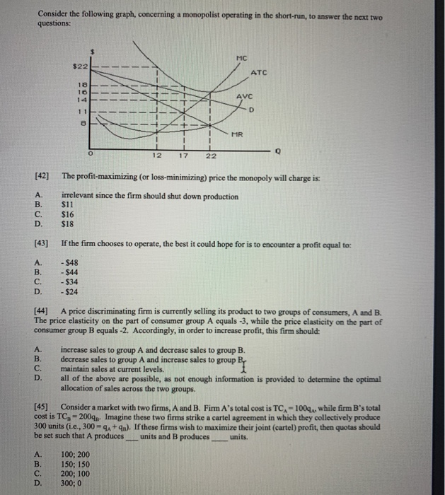 Solved Consider the following graph, concerning a monopolist | Chegg.com