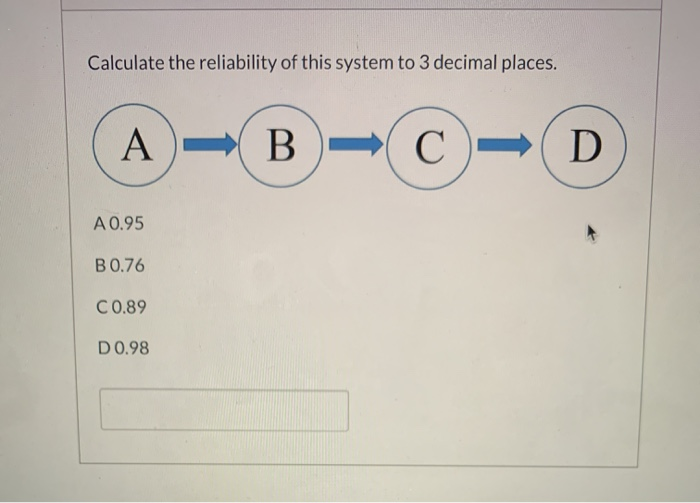 Solved Calculate the reliability of this system to 3 decimal | Chegg.com