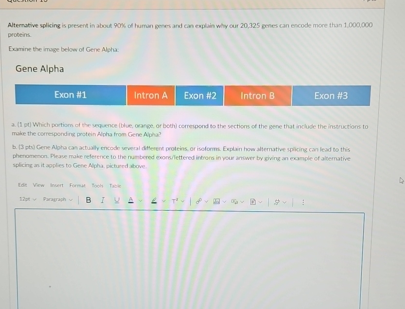Solved Alternative splicing is present in about 90% ﻿of | Chegg.com