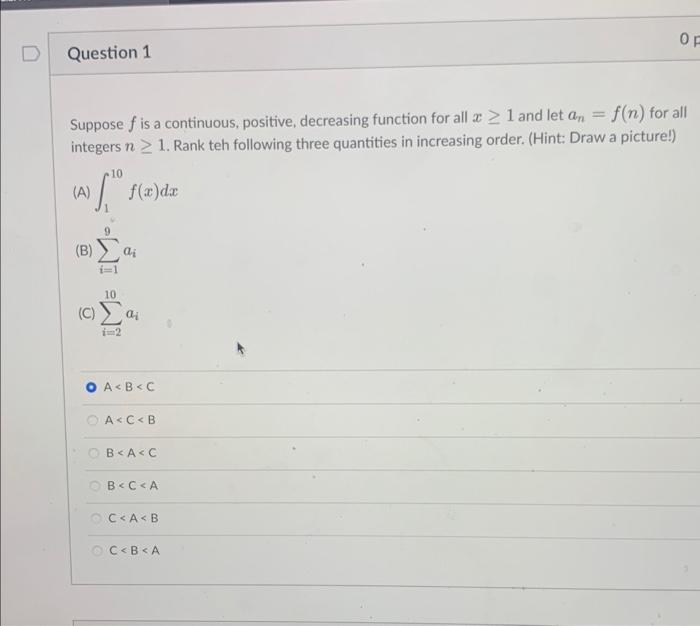 Solved Suppose f is a continuous, positive, decreasing | Chegg.com
