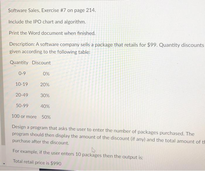 Solved Software Sales, Exercise #7 on page 214. Include the | Chegg.com