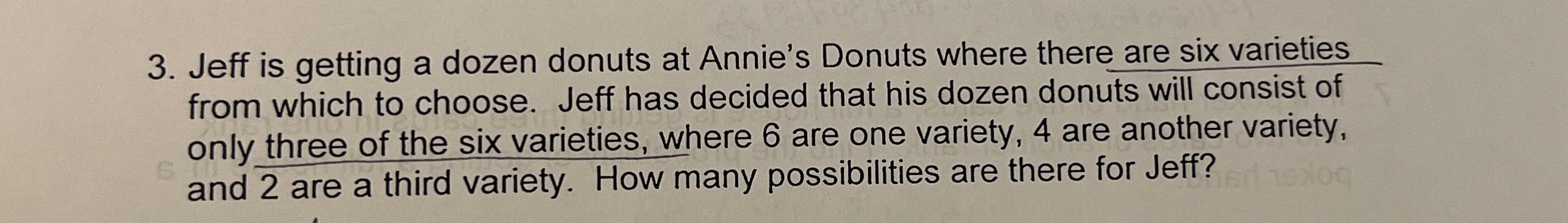 Solved Jeff is getting a dozen donuts at Annie's Donuts | Chegg.com