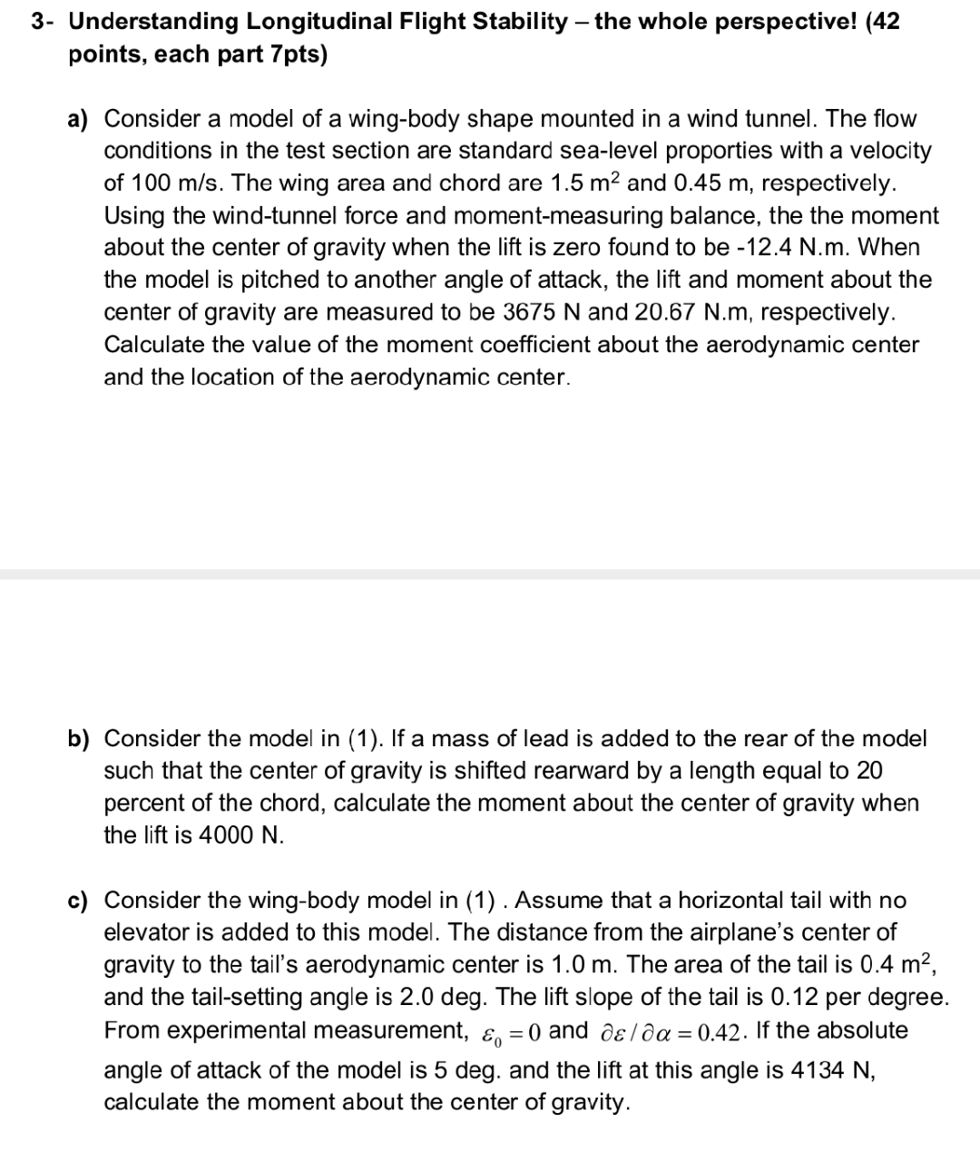 3- ﻿Understanding Longitudinal Flight Stability - | Chegg.com