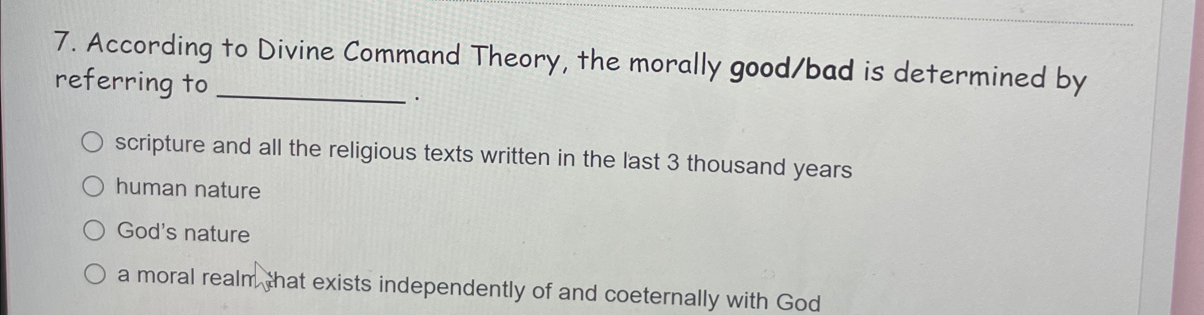 Solved According to Divine Command Theory, the morally | Chegg.com