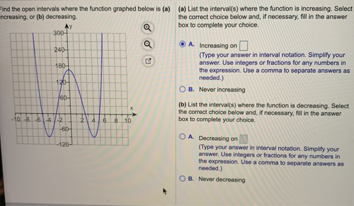 Solved o Find the open intervals where the function graphed | Chegg.com