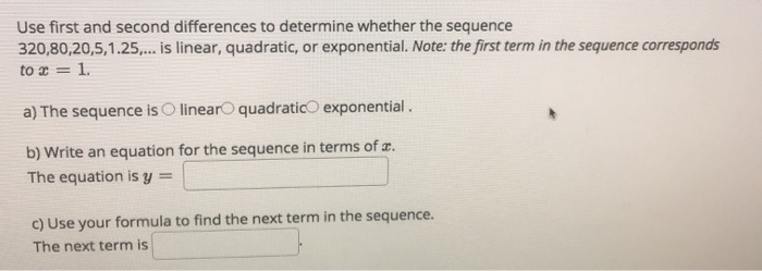 Solved Use first and second differences to determine whether | Chegg.com