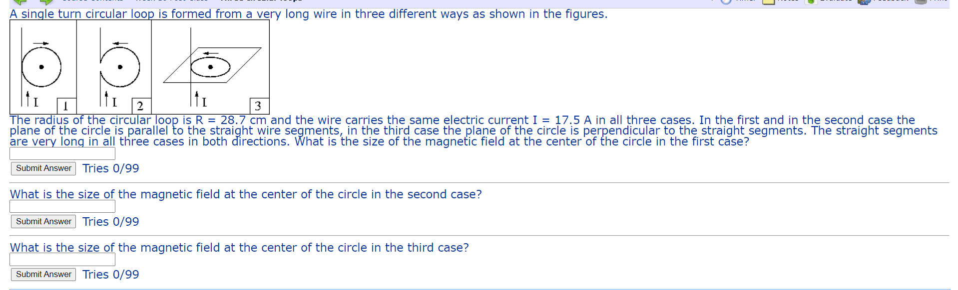 Solved A single turn circular loop is formed from a very | Chegg.com
