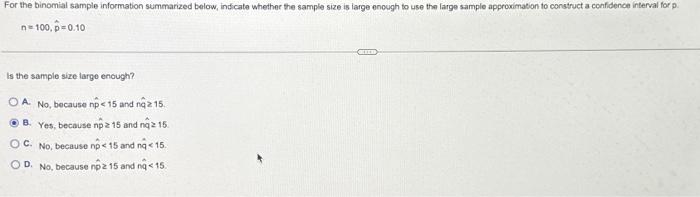 Solved For the binomial sample information summarized below, | Chegg.com