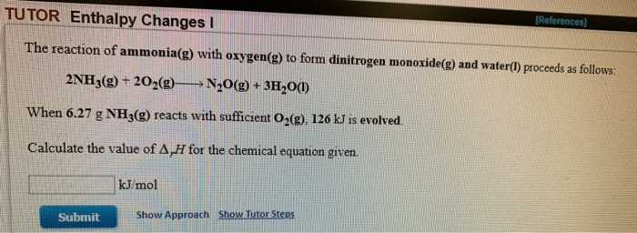 Solved TUTOR Enthalpy Changes [References The reaction of | Chegg.com