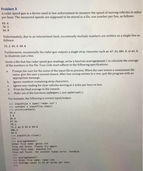Problem 3 A radar speed gun is a device used in | Chegg.com
