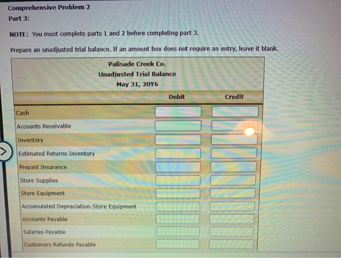 Solved Comprehensive Problem 2 Part 1 and Part 2: Palisade | Chegg.com