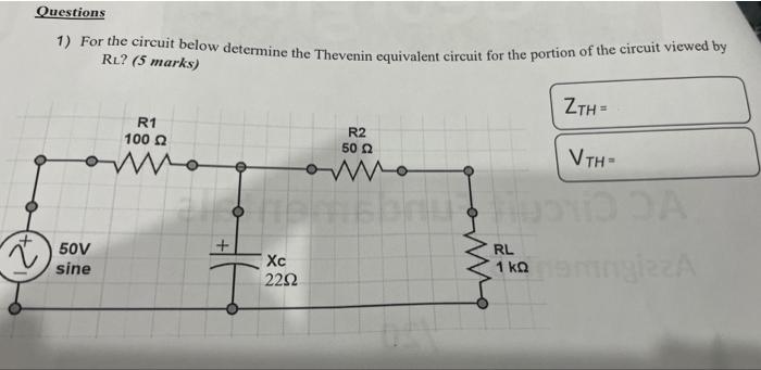 [Solved]: 1) For the circuit below determine the Thevenin e