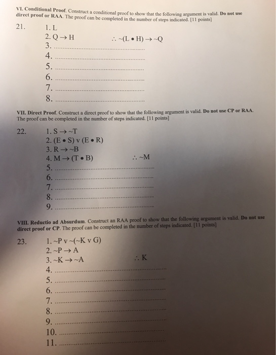 Solved VI. Conditional Proof. Construct a conditional proof | Chegg.com