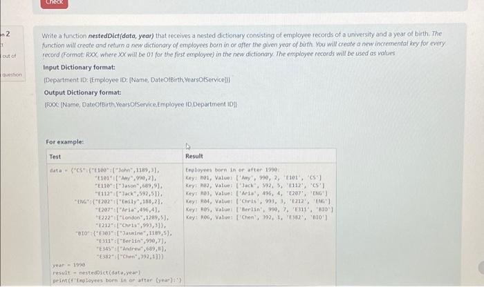 Solved on 2 t out of question Check Write a function nested | Chegg.com
