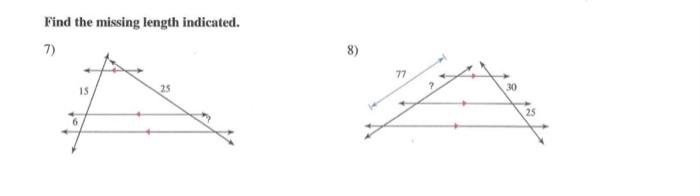 Solved Find the missing length indicated. 7) 8) 77 IS 25 30 | Chegg.com
