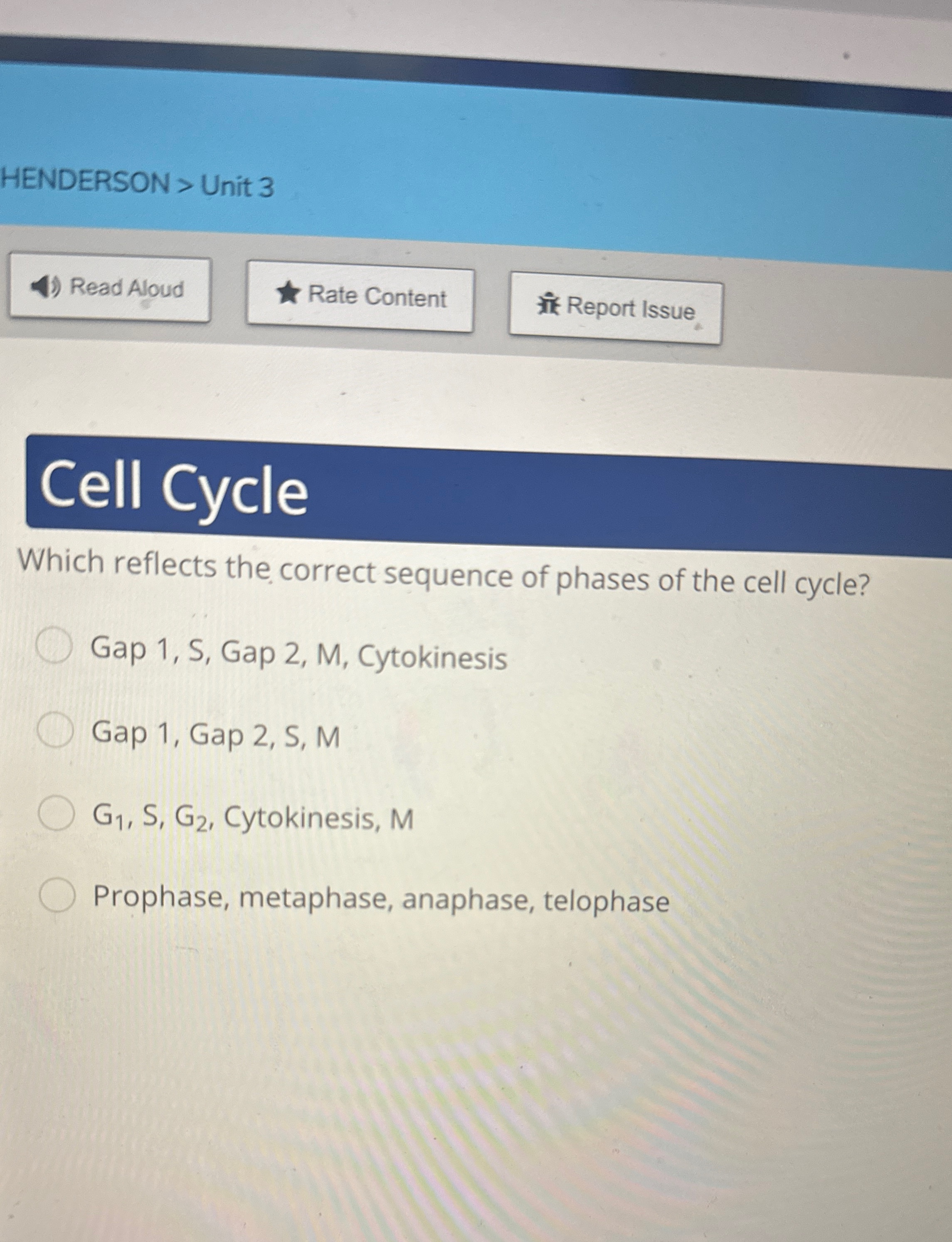 HENDERSON > ﻿Unit 3Cell CycleWhich reflects the | Chegg.com