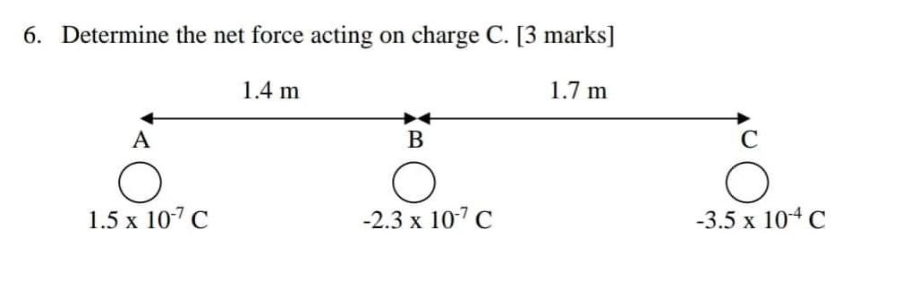 Solved 6. Determine the net force acting on charge C. [3 | Chegg.com