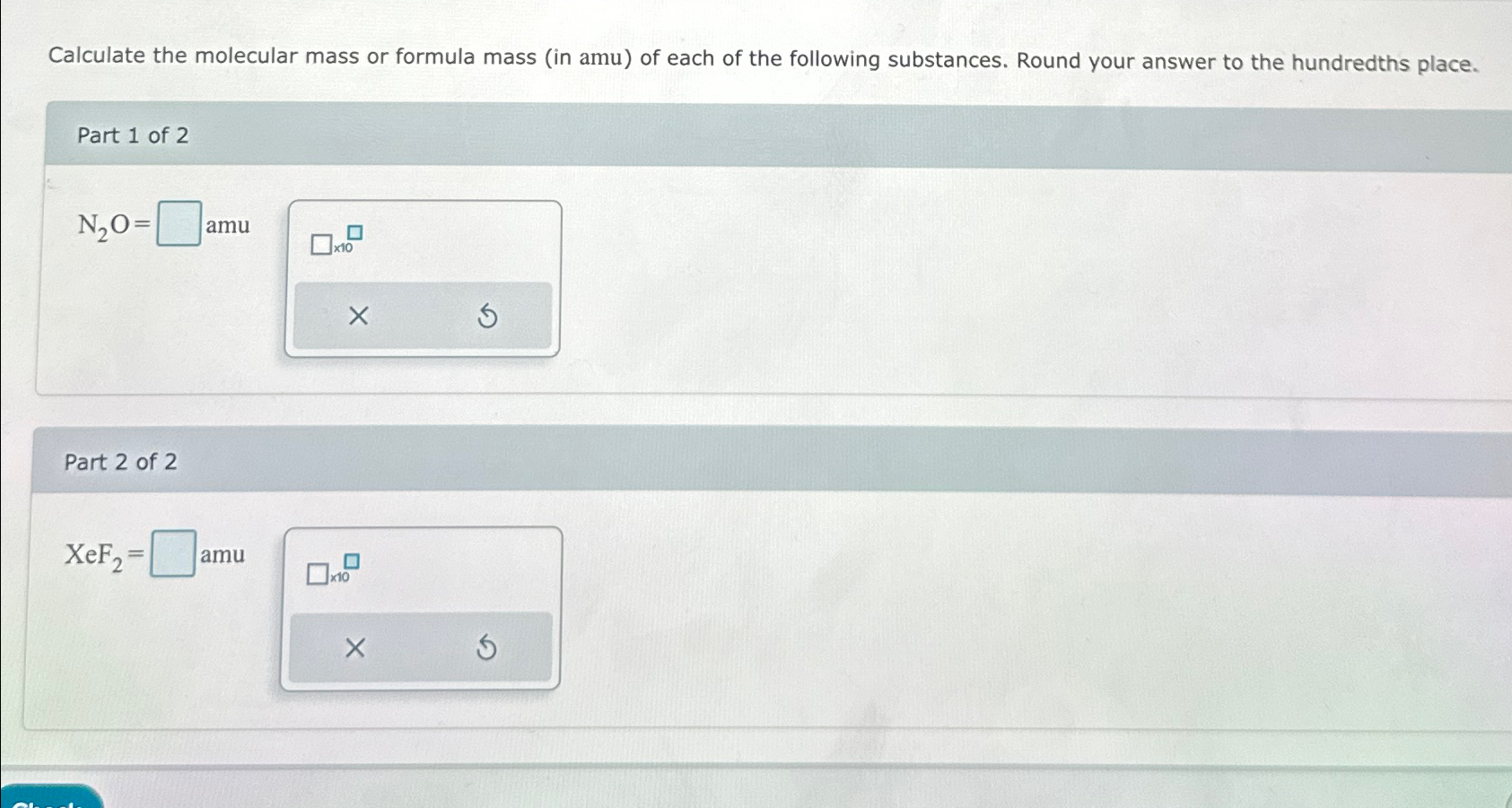 Solved Calculate the molecular mass or formula mass (in amu) | Chegg.com