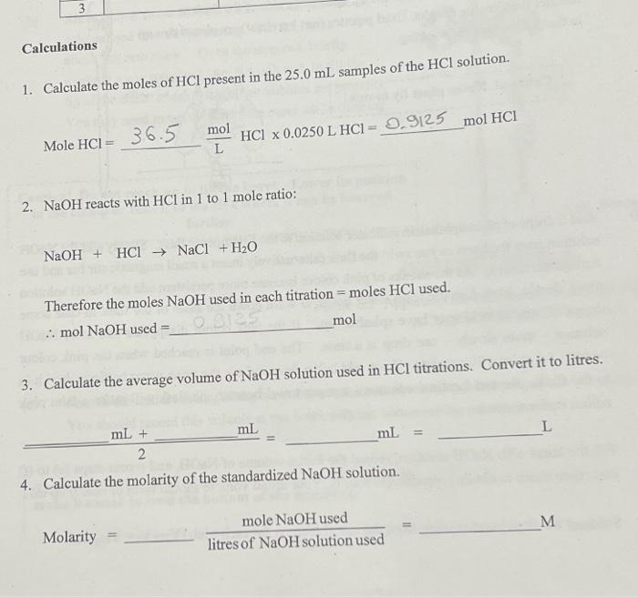 2. To standardize a NaOH solution an acid base | Chegg.com