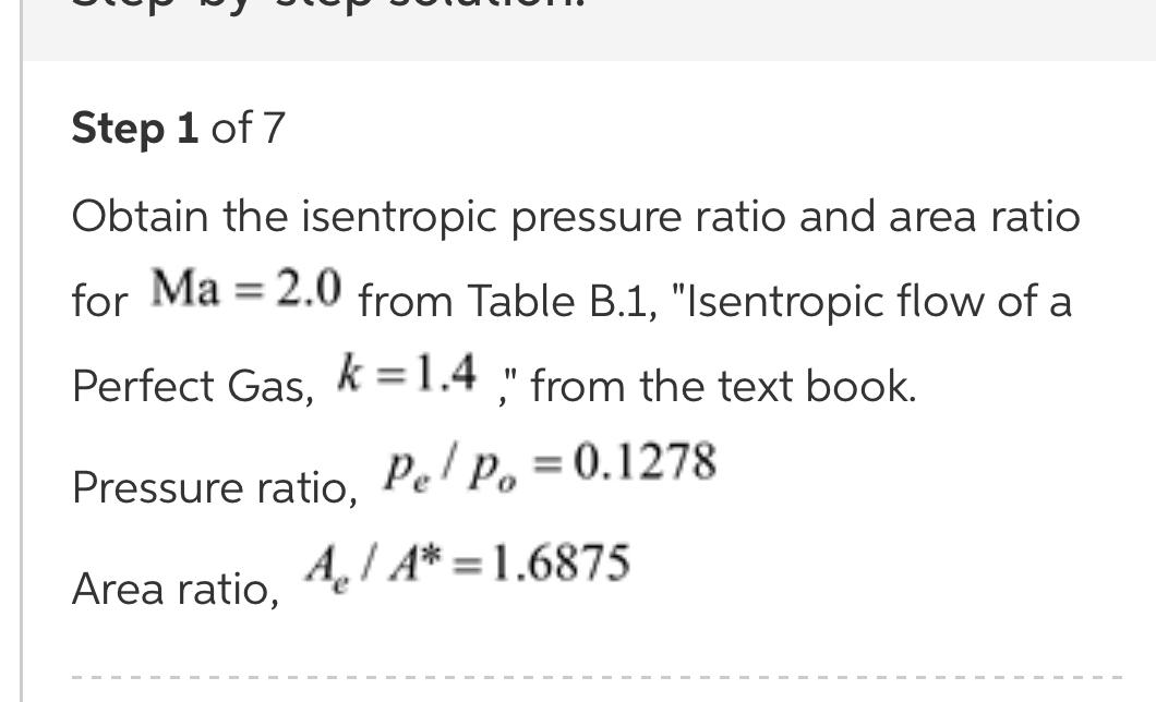 Solved Step 1 of 7\\nObtain the isentropic pressure ratio | Chegg.com